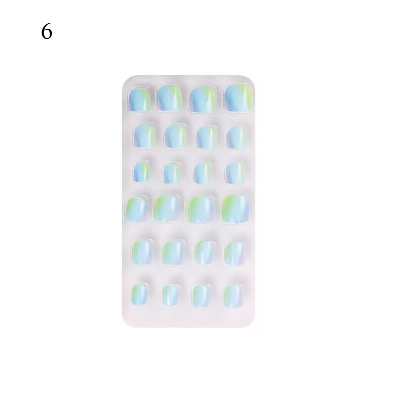 24Pcs Kids Childrens Girls Fake Stick Press On False Finger Nail Cover ...