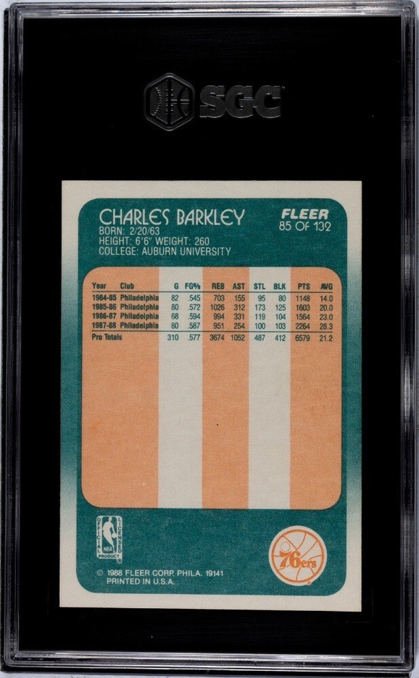 1988-89 Fleer #85 Charles Barkley SGC 8 NM-MT | eBay