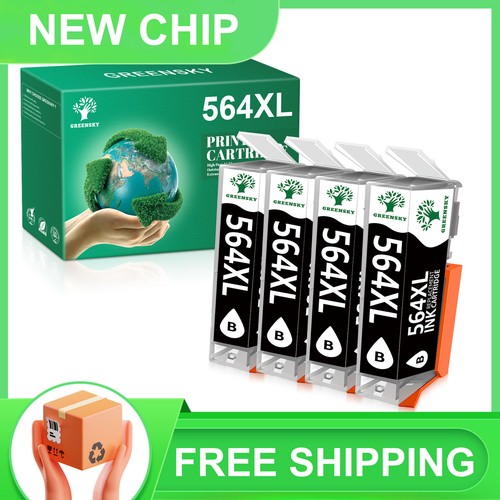 4PK 564XL HY Black Ink Combo Fits Printer HP Deskjet 3520 3521 3522 ...