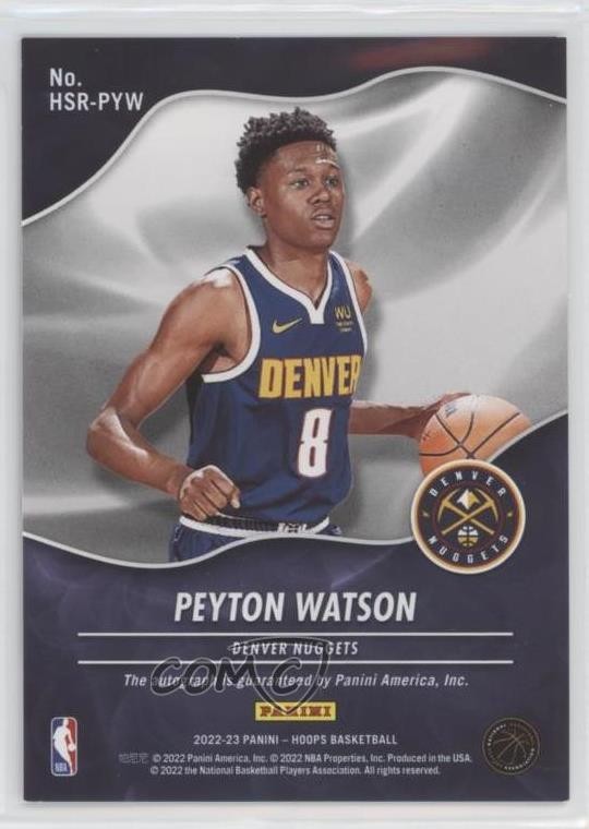 2022-23 Panini NBA Hoops Hot Signatures Rookies Peyton Watson #HSR-PYW ...