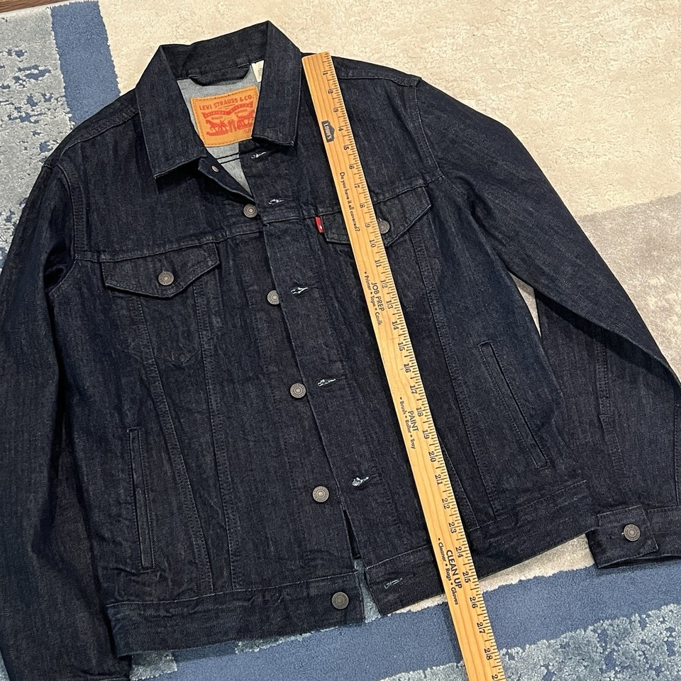 Levi’s Jean Jacket Men's Large True Black Denim Trucker Button Jacket M ...