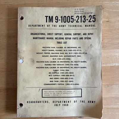 TM 9-1005-213-25 Department of the Army Technical Manual July 1968 | eBay