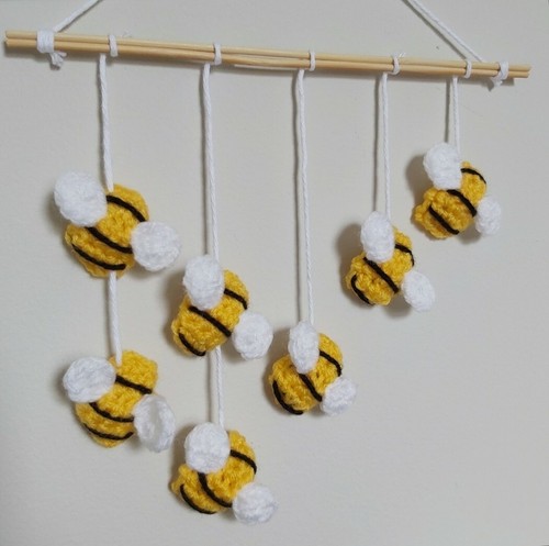 Bumble Bee Wall Hanging Macrame Crochet Handmade Nursery Baby Mobile ...