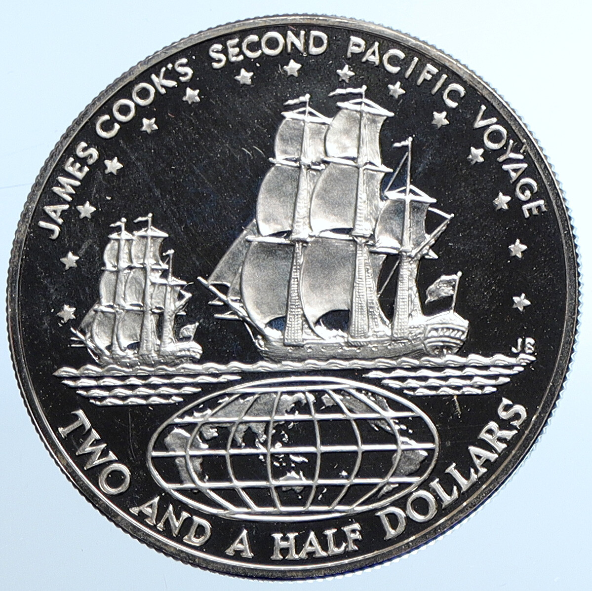 1974 COOK ISLANDS Elizabeth II James Cook PROOF Silver 2 1/2 Dollar ...