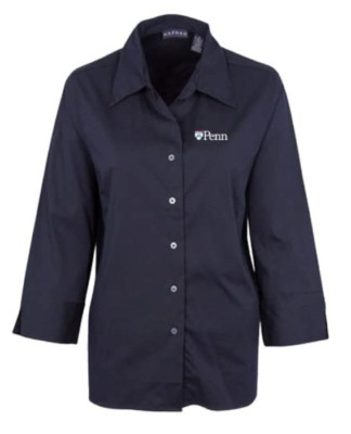 Oxford NCAA Pennsylvania Quakers Women's Three Quarter Sleeve Button ...