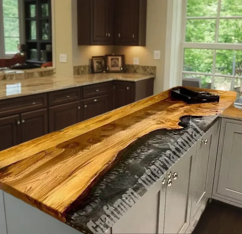 Live Edge Wood Countertops For Kitchen Live Edge Wooden Epoxy Counter