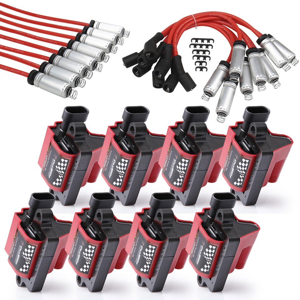 8 Pack D581 Ignition Coil + Spark Plug W/ Wire Set For Chevy GMC 4.8L 5 ...
