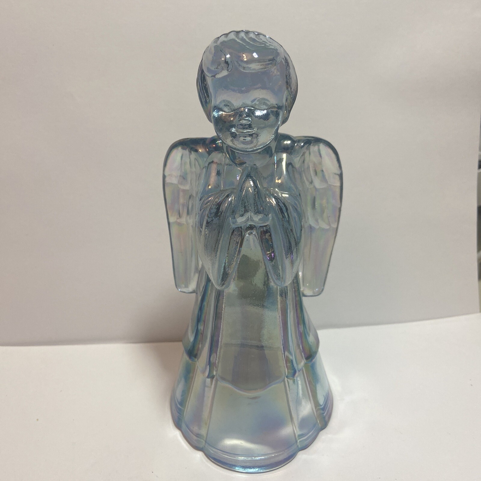 Vintage Fenton Blue Carnival Glass Angel Figurine Statue USA Christmas ...