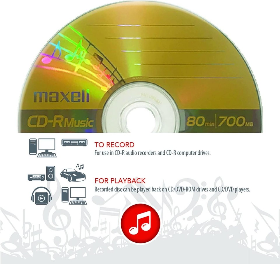 50-Pack CD-R Music Discs – 700MB/80 Min Blank Audio Media for One-Time ...