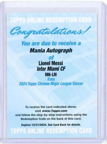 2024 Topps Chrome MLS Mania LIONEL MESSI Inter Miami Autograph ...
