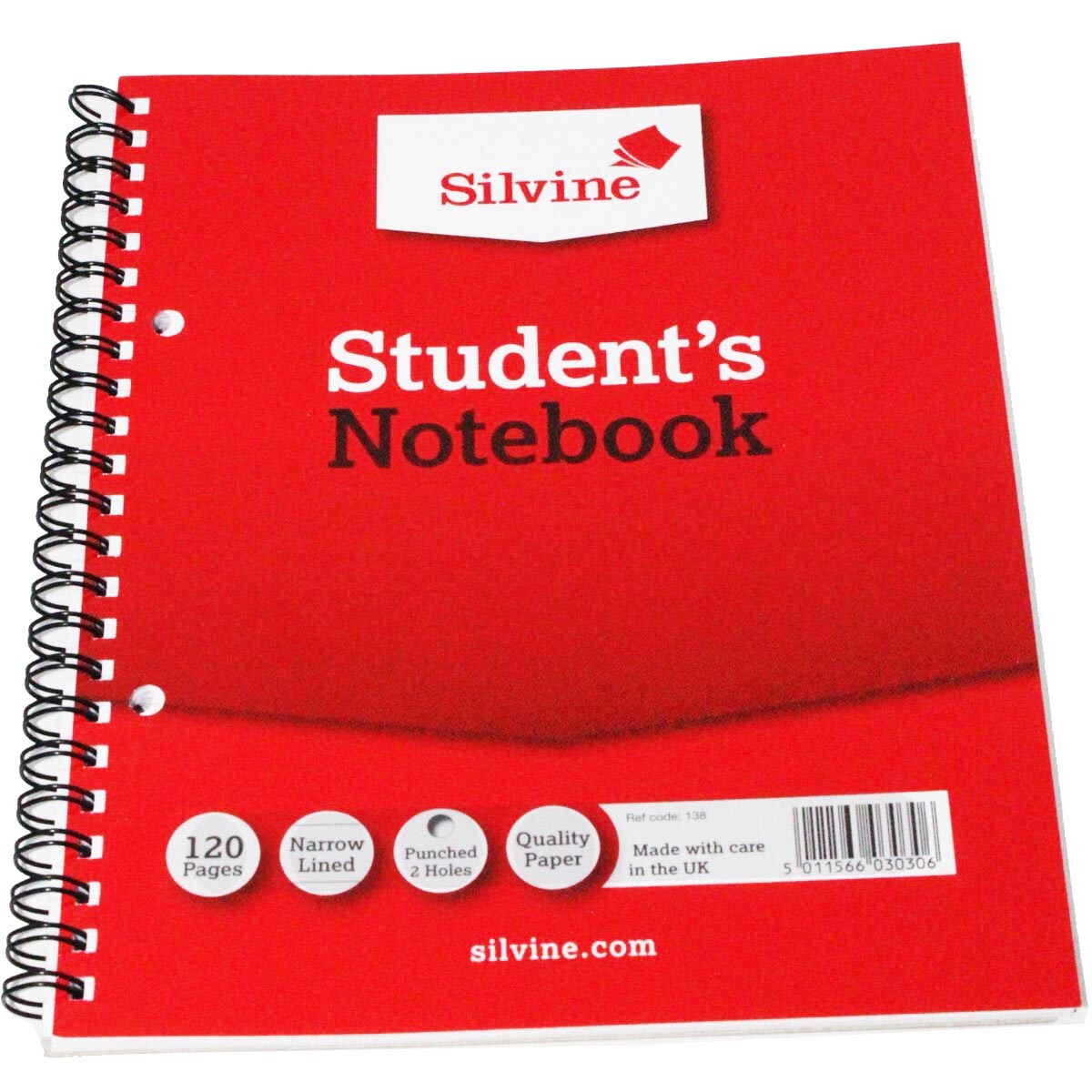 Silvine Twin Wire Student's Notebook 8x6" 203x163mm 6mm Feint Ruled 120 ...