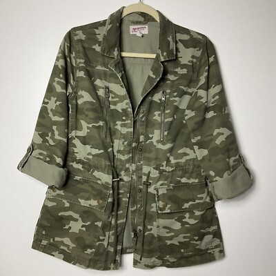 arizona jean company camouflage utility zip up jacket waist cinch size ...