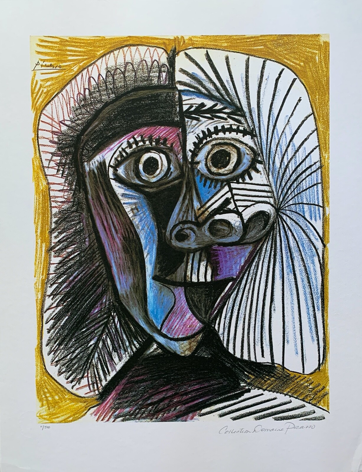 Pablo Picasso BLACK & YELLOW DRAWING Estate Signed Numbered Giclee Art ...