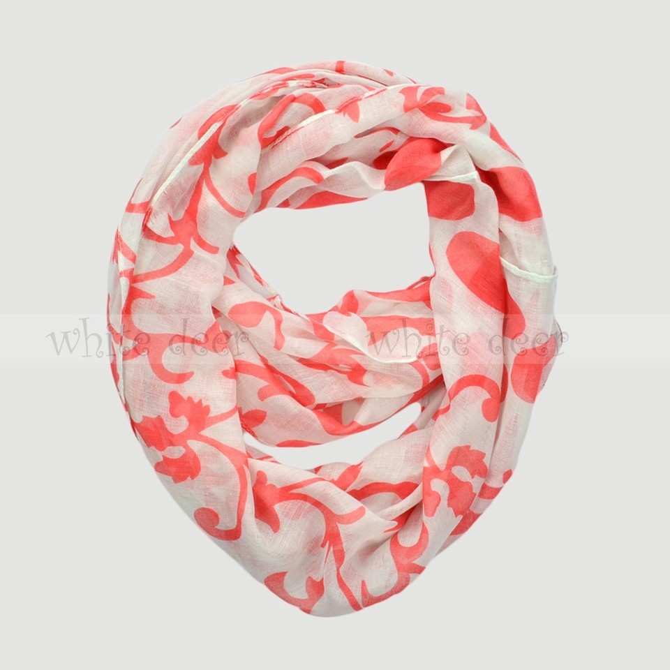Floral Print Flower Leaf Block Circle Loop Wrap Infinity Scarf Multi ...