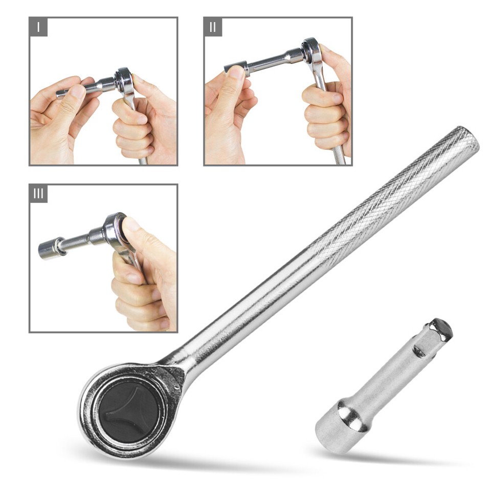 40-Piece Ratchet Wrench Socket Tool Set METRIC/SAE 1/4" & 3/8" Drive w ...