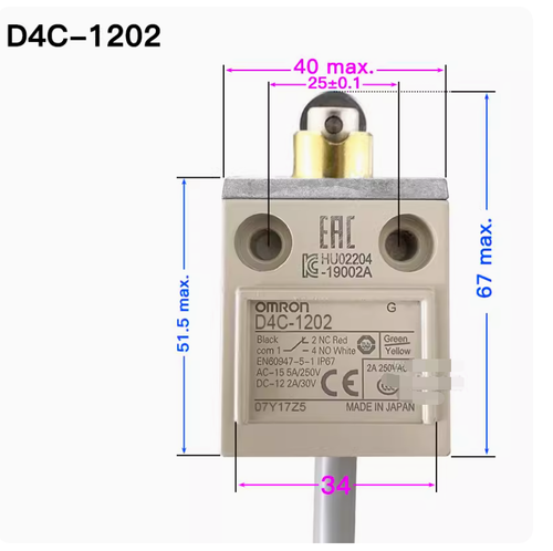 1PC New Omron Travel limit switch D4C-1202 #LL | eBay