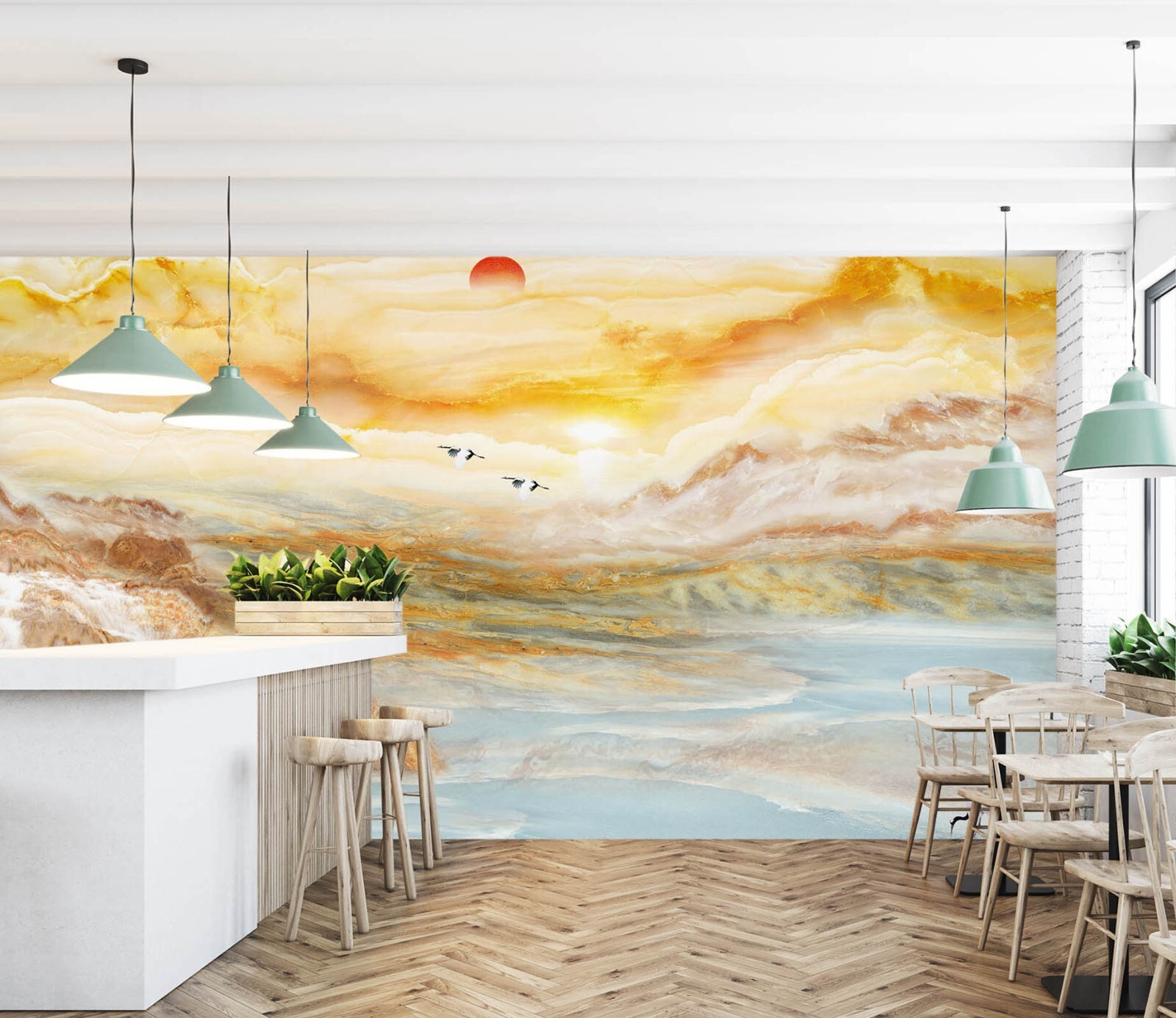 3D Sunrise River 4860 Wallpaper Mural Wall Print Wall Wallpaper Murals ...