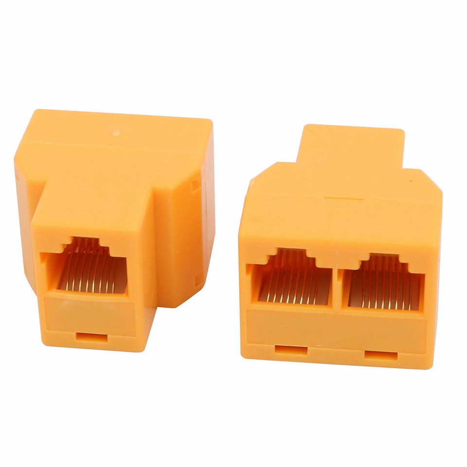 2pcs 1 Female to 2 Female Phone Cable Splitter Orange Plastic Electric ...