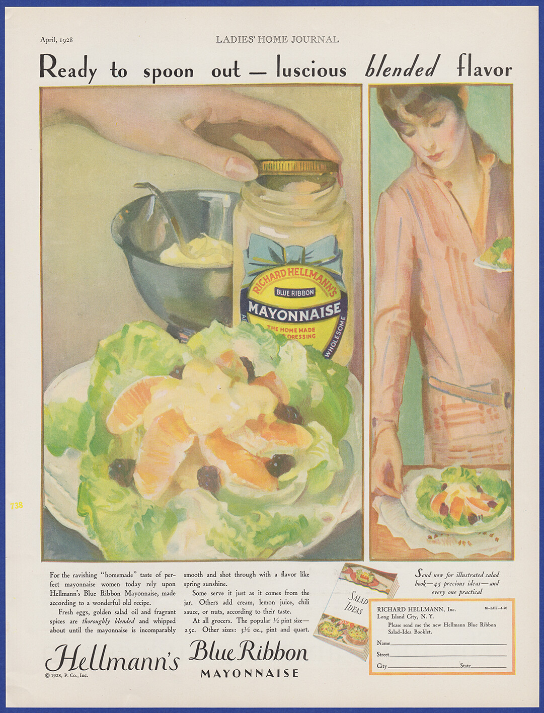 Vintage 1928 RICHARD HELLMANN'S Blue Ribbon Mayonnaise Ephemera 20's ...