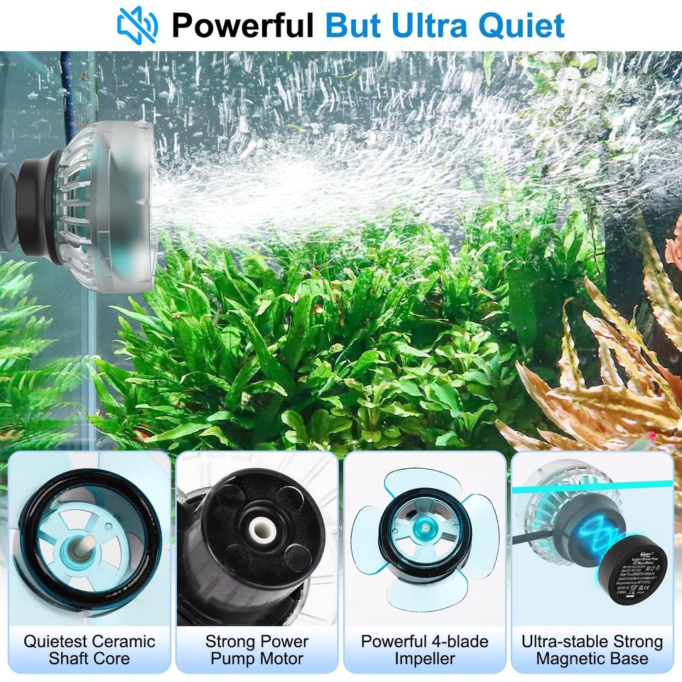 hygger Mini Wave Maker For Aquarium, Ultra-quiet Transparent Wavemaker ...