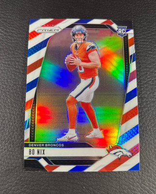 2024 Panini Prizm Bo Nix Red White Blue Prizm Rookie Card RC SP Broncos ...