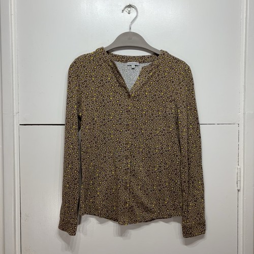 Kettlewell Blouse Top Brown Leopard Animal Heart Print Jersey Stretch ...