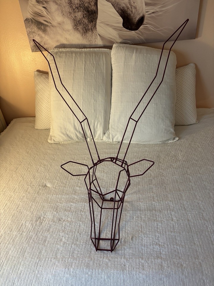 Bend Goods ‘Gazelle’ wire animal head designer sculpture, Maroon ...