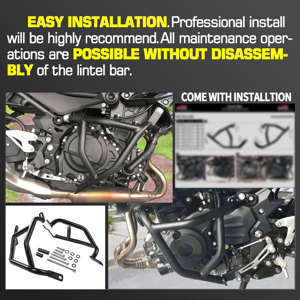 WOLFLINE Crash bar Engine Guard Frame Protector For Kawasaki Z500 Z400 ...