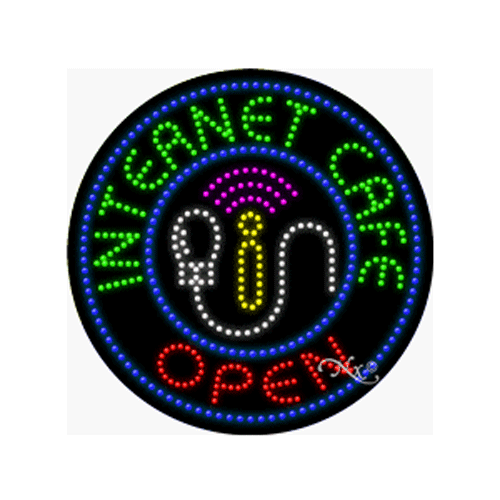 NEW “INTERNET CAFE OPEN" BORDER 26x26x1 SOLID/ANIMATED LED SIGN w ...
