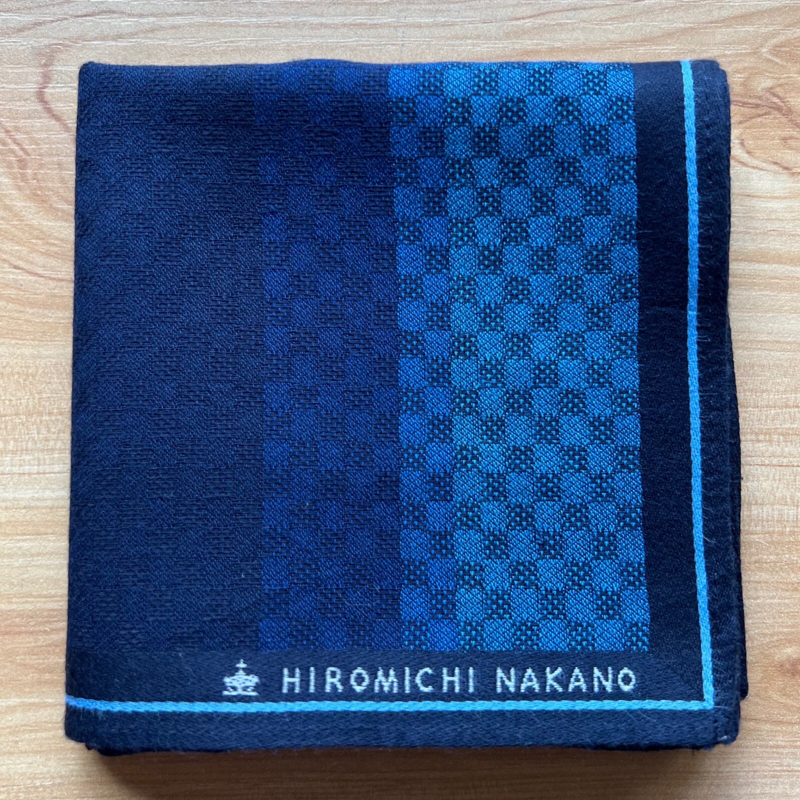 HANDKERCHIEF VINTAGE JAPAN MEN'S BLUE GEOMETRIC POCKE… - Gem