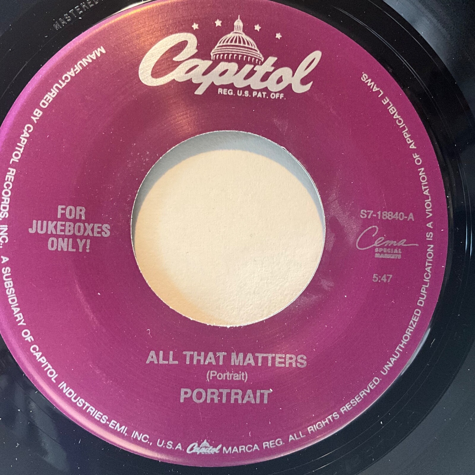 Portrait, All That Matters / All Natural Girl, 7" 45rpm, Vinyl, NM | eBay