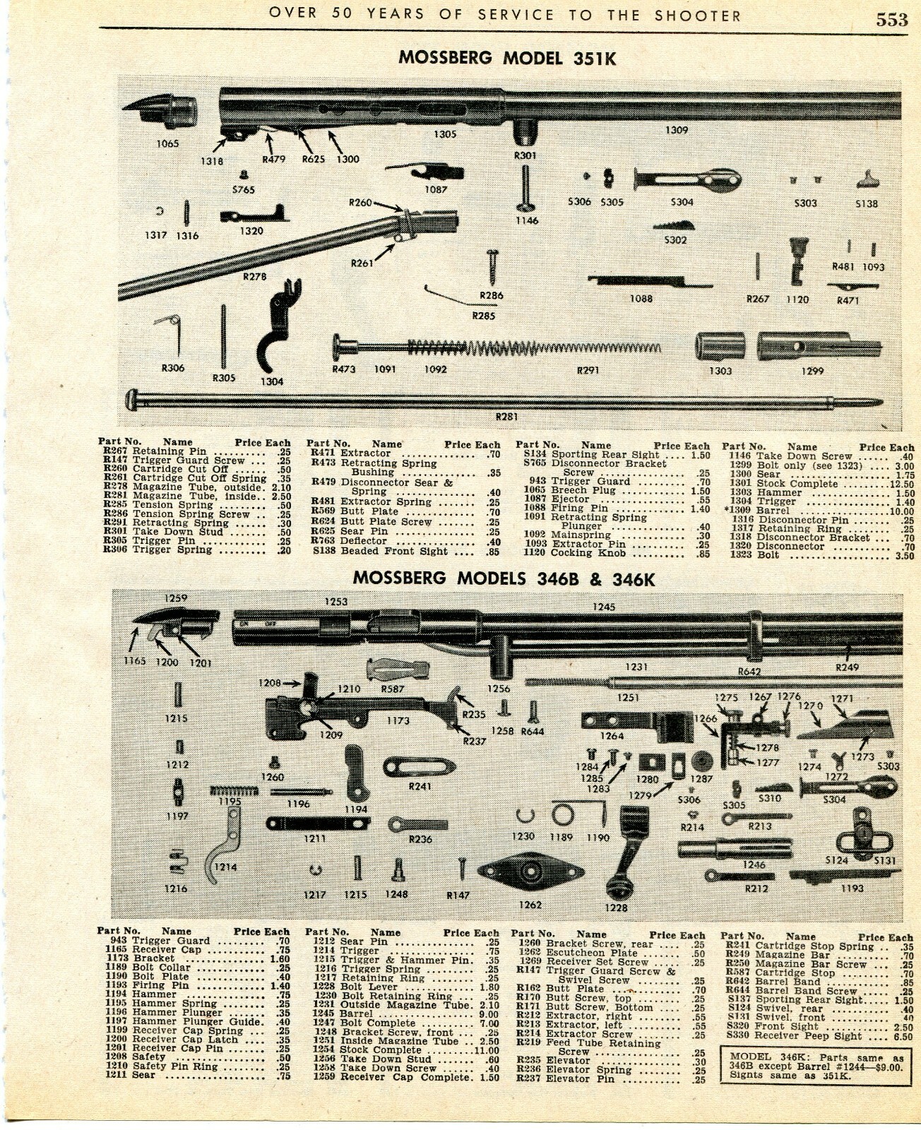 1967 Print Ad of Mossberg Model 351K 346B 346K .22 Rifle Parts List | eBay