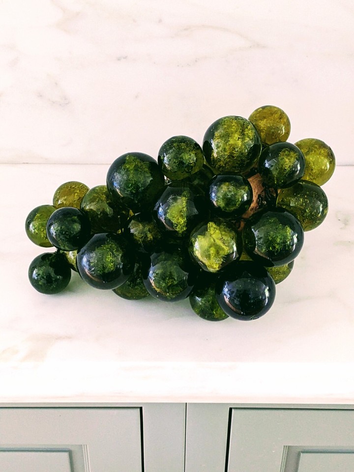 HUGE VTG MCM 2" Starburst Green Lucite 38 Grape Bunch Driftwood Stem ...