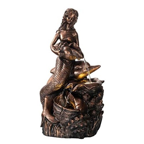 TERESA'S COLLECTIONS 3-Tier Mermaid Water Fountains Outdoor with LED ...