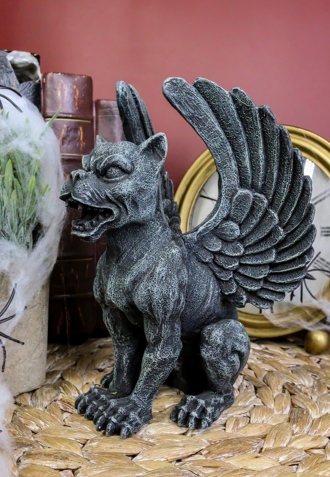 Winged Lioness Gargoyle Statue 6.5"Tall Safari Giant Cat Feline Lion ...