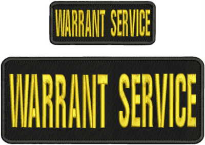 WARRANT SERVICE EMB patch 4x10 and 2x5hook on back BLK/gold | eBay