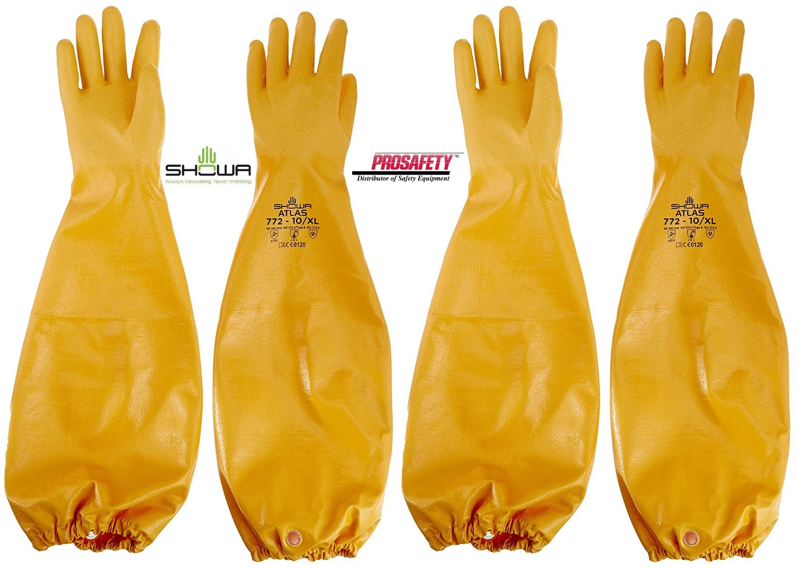 2- Atlas 772 26" Chemical Resistant Nitrile Coated Lined Protective ...