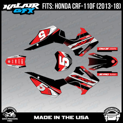 Graphics Kit for Honda CRF110 (2013-2018) CRF 110 Turbo Series - Red | eBay