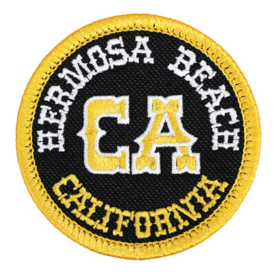 Hermosa Beach California Embroidered Patch Black/Yellow Iron-On Sew-On Hat Shirt | eBay