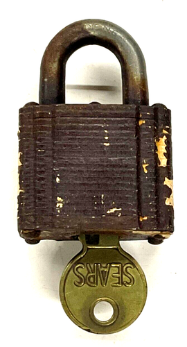 VINTAGE SEARS BRANDED LAMINATED PADLOCK w/ KEY | eBay