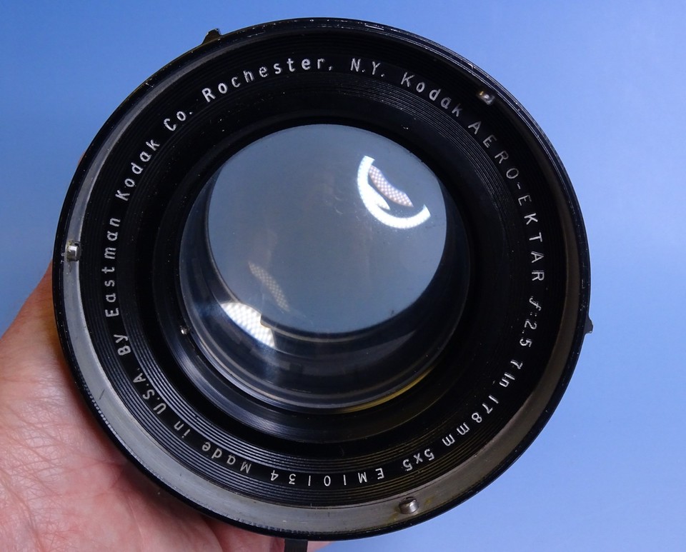 Vintage Kodak Aero Ektar 7" 178mm f/2.5 Camera Lens 5x5 with front cap ...