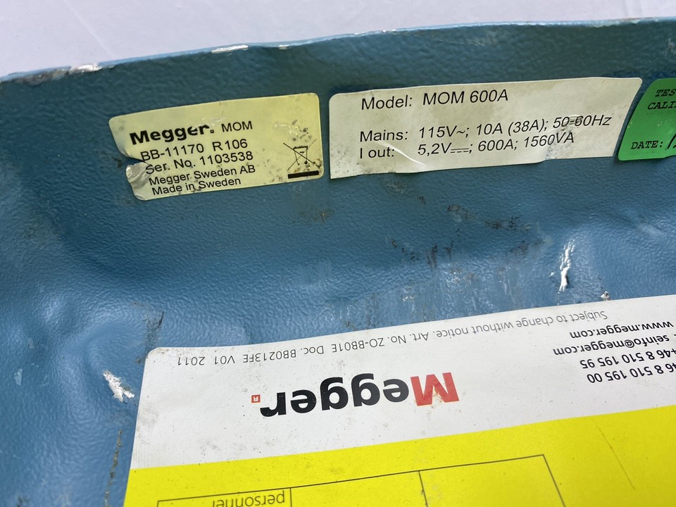 MEGGER MOM600A Microohmmeter Programma (Calibration 8-25 To 8-26) | eBay