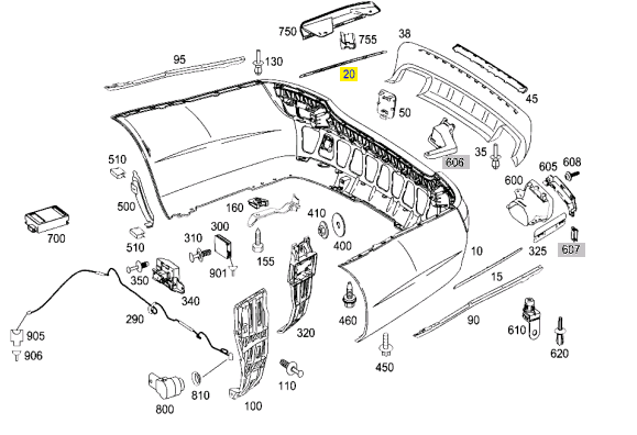 Genuine Mercedes-Benz S Class W221 Rear Bumper Right Trim Strip ...