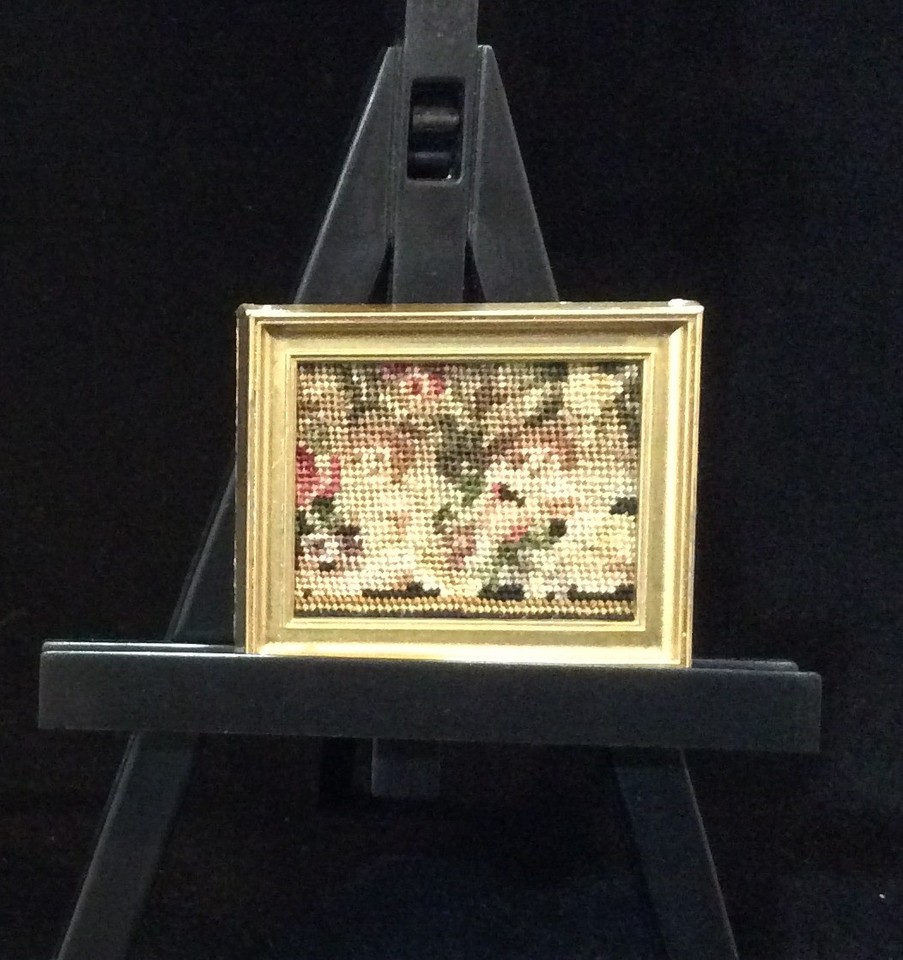 Miniature dollhouse artwork made with petit point -needlepoint. | eBay