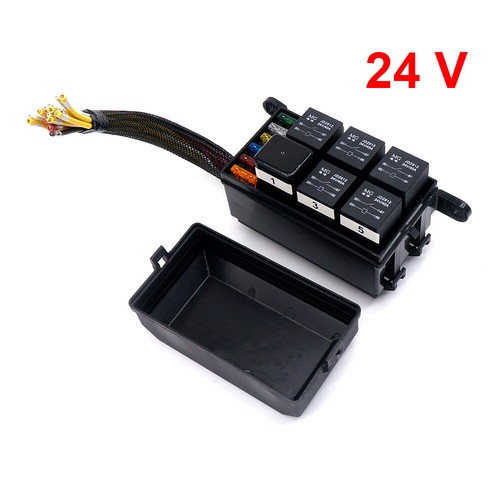 6-Way 24V Auto Waterproof Fuse Relay Holder Box Block 40A Relays with ...