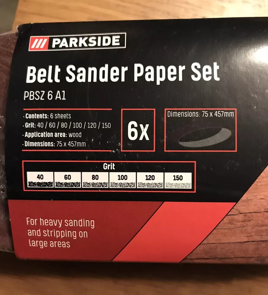 Parkside Belt Sander Paper Set - 6 Sheets - 75x457 | eBay UK