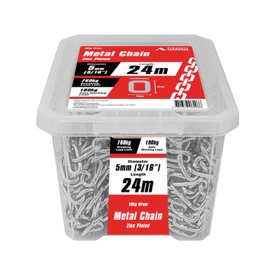 Pinnacle 5mm 3/16" x 24m Zinc Plated Chain | eBay