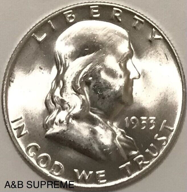 (1) Franklin Half Dollar From OBW Roll Estate Hoard CHOICE-GEM Bu Unc ...