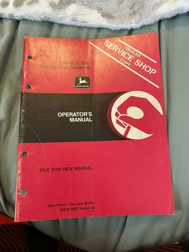 John Deere 240 260 Rotary Disk Mowers Operators Manual OME74887 | eBay
