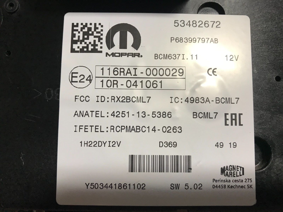 OEM 2017-2019 DODGE PROMASTER 1500 OEM Fuse Box Control Module ...